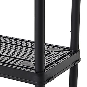Gracious Living 14" x 32" x 54.5" 4-Shelf Tier Resin Multi-Purpose Medium Duty Indoor Garage Storage Organizer Shelves, Black