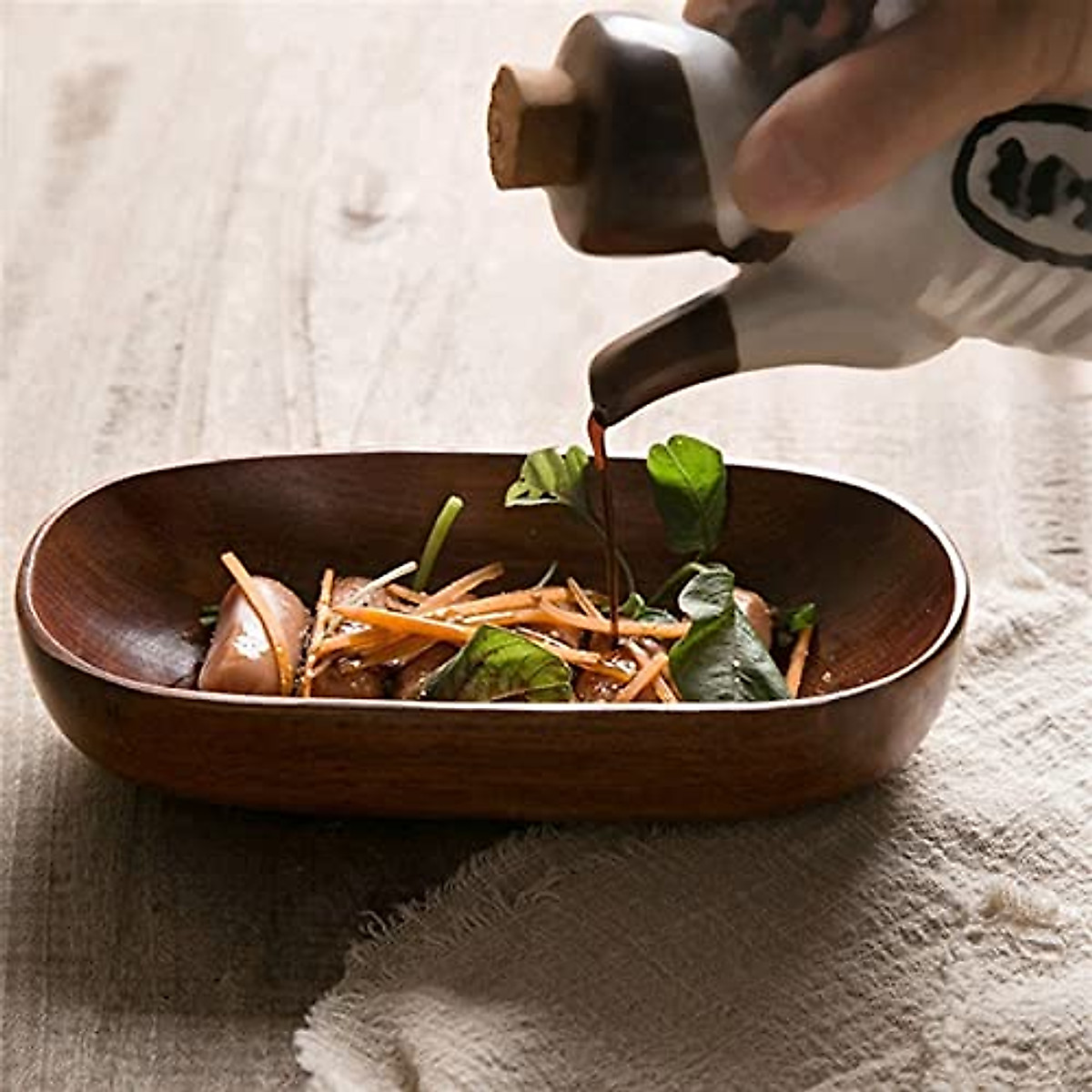 GEEKLLS Breakfast Tray Wooden Dried Fruit Dish Solid Wood Tableware Food Serving Tray Pcs Long Handle Wooden Mixing Spoon