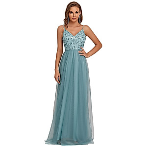 Ever-Pretty Women's Spaghetti Straps Sleeveless Maxi Dress Demin Blue US6