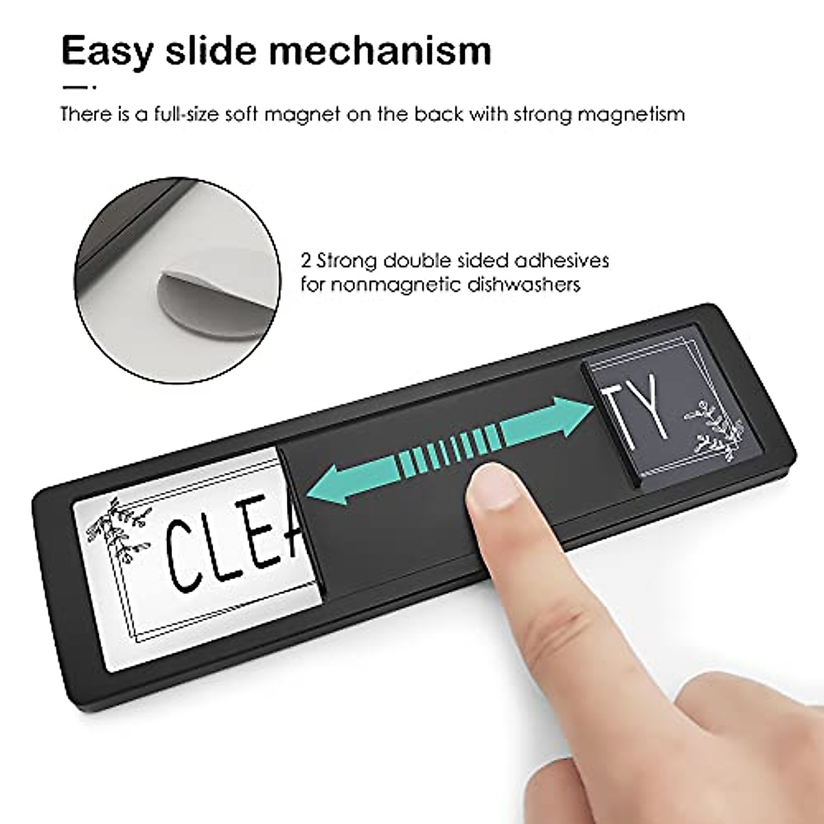 Coomazy Dishwasher Magnet Clean Dirty Sign, Universal Kitchen Refrigerator Magnets with 2 Double-Sided Stickers, Strong Magnets, Non-Scratch Easy to Read Flower Pattern Clean Dirty Sign