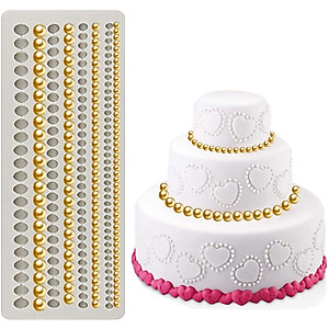 Pearl Fondant Molds Gum Paste Molds 4 Size Round Pearl Chain Silicone Mold for Cupcake Toppers Fondant Candy Chocolate Cake Decoration