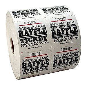 White Raffle Tickets : roll of 1000