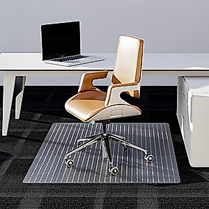 Office Chair Mat for Carpet, 48"X36" 2.2mm Thick, Rectangle Desk Chair Mat with Studs for Low, Standard, and No Pile Carpeted Floors, Easy Flat and Glide Floor Mat, Transparent and Sturdy