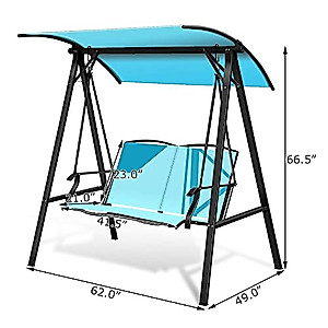 WYKDD Outdoor 2-Seat Swing Loveseat Canopy Patio Porch Steel Hanging Swing ( Color : D )