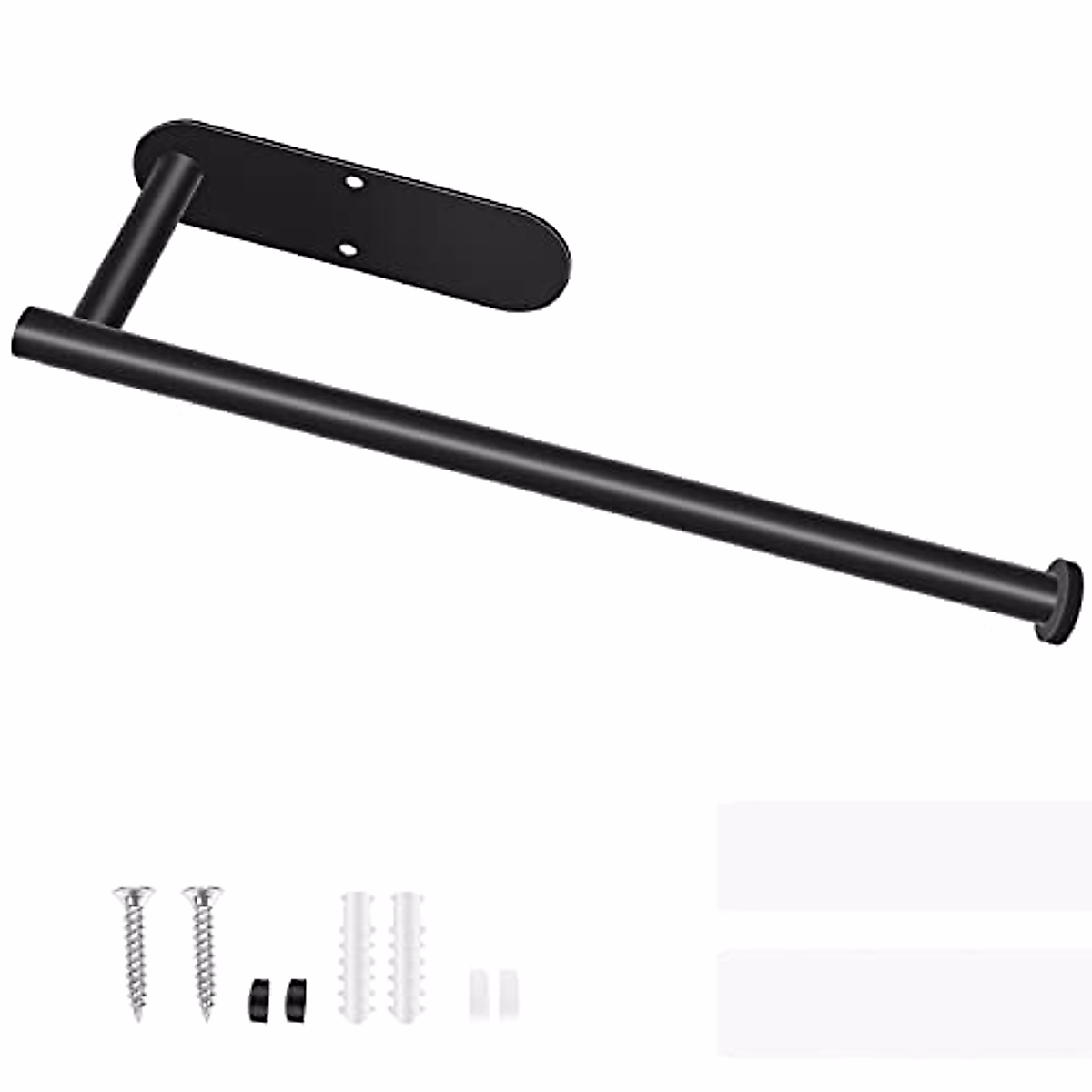 Paper Towel Holder Under Cabinet, Paper Towel Rack Roll Holder for Kitchen Bathroom Toilet Large Roll Paper, Paper Towel Holder Wall Mount, Self-Adhesive or Screws, 304 Stainless Steel, Black