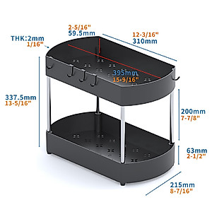 Libcflcc Kitchen Storage Rack Under Sink Organizer Double Layer Modern Multi-Functional Strong Load Bearing Countertop Bathroom Kitchen Cabinet Organizer Holder Multi-Functional Storage Rack Black