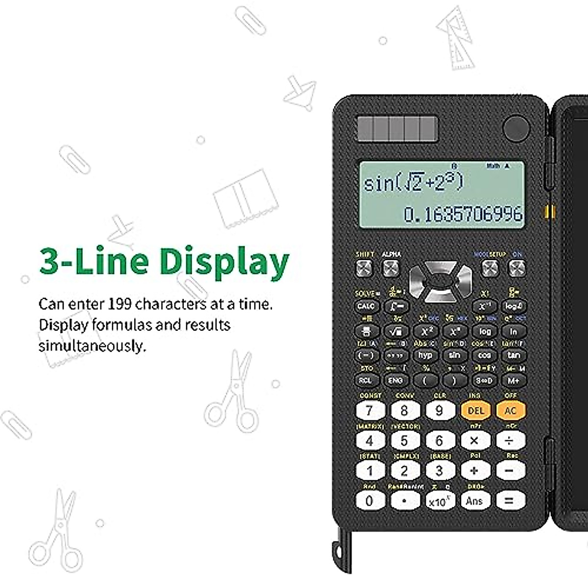 NEWYES 991ES Scientific Calculator with LCD Writing Tablet, 417 Function Solar Energy Science Calculators Notepad, Professional Foldable Calculators for Students School College