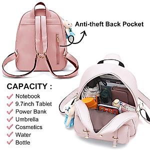 Barsine Girl Mini Backpack Set Cute Leather Small Backpack for Teen Girls Bookbag Purse, Pink