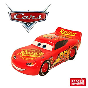 Pixar Cars Lightning McQueen Piggy Bank – Kids Ceramic Coin Bank with Rubber Stopper