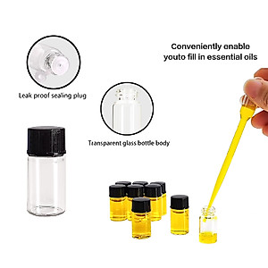 AGENIZ 50PCS 3ml Clear Glass Vials,Small Liquid Sample Bottle with Screw Caps and Plastic Stoppers,for Travel Mini Essential Oil Bottle, Sample Perfume Bottles (3ml)