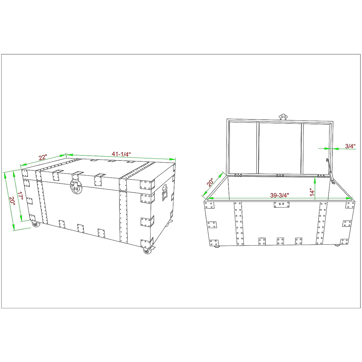 NewCosmos Antique Gray Solid Wood Table Set 3-Piece Furniture Ensemble with Storage Trunk & Side Tables - Eco-Friendly, Versatile Home Decor