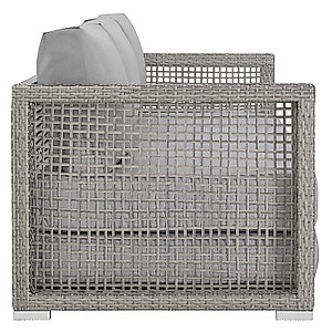 Modway Aura Wicker Rattan Outdoor Patio Sofa Couch in Gray Gray