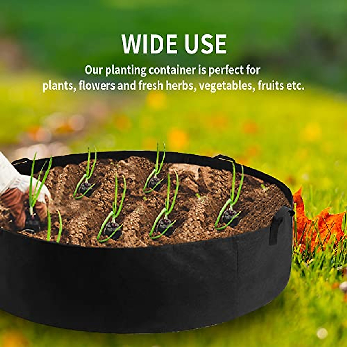 Planter Garden Bed Bag,Round Fabric Flower Raised Bed Garden Grow Bags Fabric Pots Breathable Planting Container for Herb Flower Vegetable Plants (100Gallon-47x47x11.81inch)