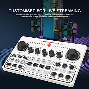 Professional Audio Mixer, Podcast Equipment Bundle, USB External Sound Card with 12 Warm Up Sound Effects, Live Sound Card and Audio Interface for Live Streaming Podcast Recording