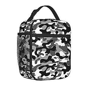 Eztrxuvl Black Camo Lunch Bags For Men Women Boys Girls Reusable Insulated Lunch Box Lunch Container Tote Bags For Office Work School Picnic Camping Thermal Insulation And Cold Preservation