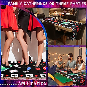 Thyle Casino Party Carpet Disco Runner Rug Party Aisle Hallway Rug 10 ft Area Track Floor Runner Non Slip Western Poker Rug with 2 Carpet Tape for Decor Birthday Theme Gathering (Casino)