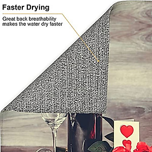 Red Wine Rose Printed Drying Mat For Kitchen Ultra Absorbent Microfiber Dishes Drainer Mats Non-Slip Silicone Quick Dry Pad - 18 X 16inch