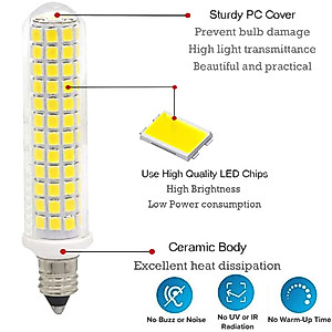 PIPIZHU E11 LED Light Bulb, E11 Mini Candelabra Base 100W Halogen Bulb Replacement, Non-dimmble 9W 1100lm AC110V-120V E11 Light Bulb for Indoor Lighting White 6000k (2 Pack)