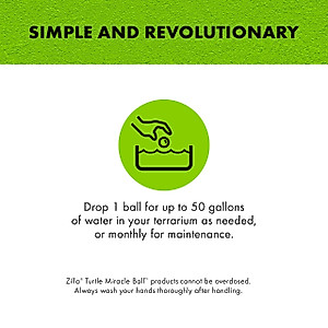 Zilla Pet Turtle Miracle Ball, Odor and Sludge Remover, for Cleaner and Healthier Turtle Habitats and Aquariums, Treats up to 50 Gallons