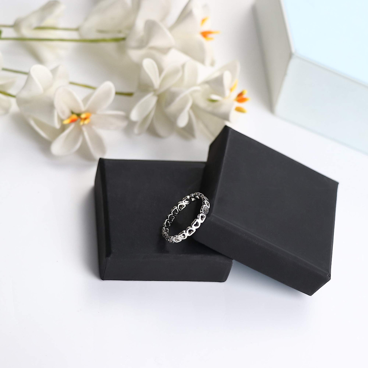 ORAZIO Real 925 Sterling Silver Heart Ring for Women Cute Plain Heart Band Dainty Engagement Promise Wedding Rings Jewelry