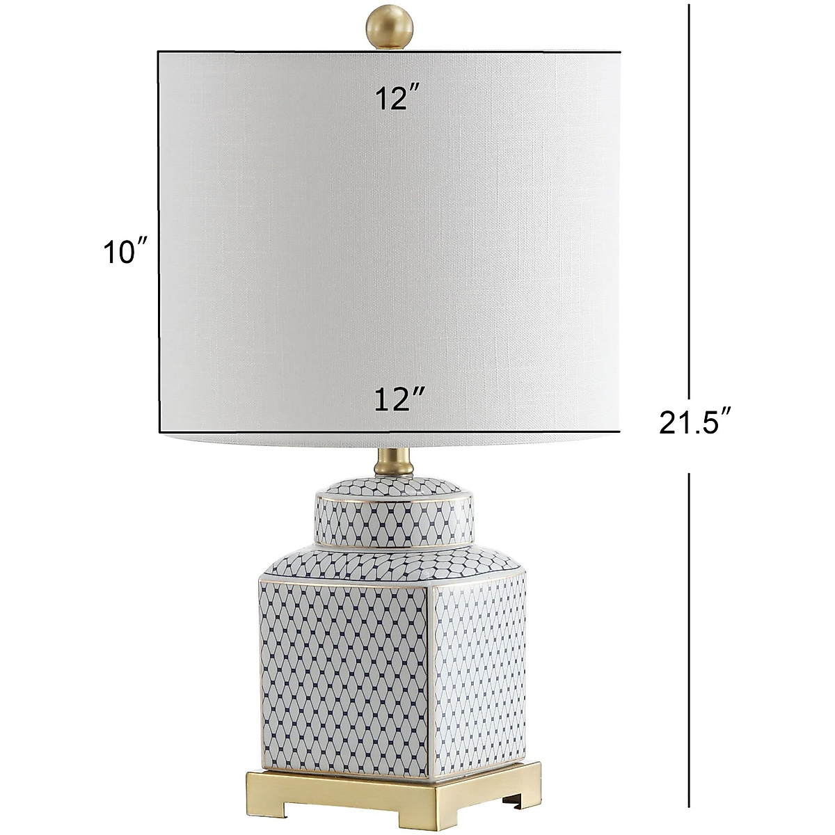 JONATHAN Y JYL3043A Cleo 21.5" Ceramic/Metal Ginger Jar LED Table Lamp Contemporary,Transitional for Bedroom, Living Room, Office, College Dorm, Coffee Table, Bookcase, White/Navy