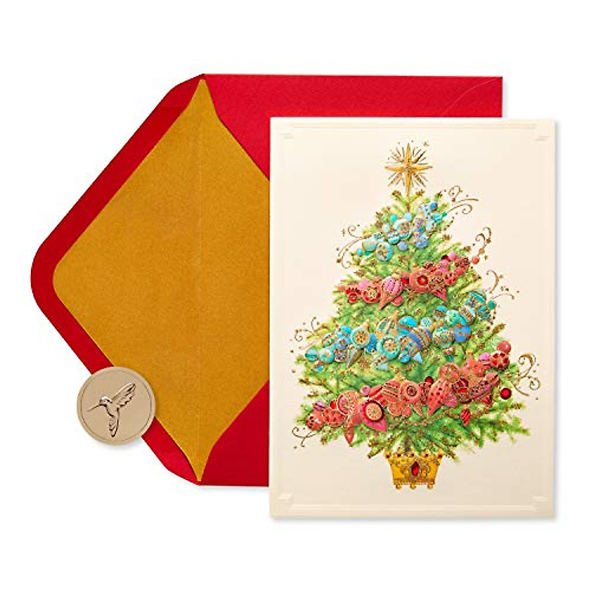 Papyrus Christmas Cards Boxed with Envelopes, May Peace and Happiness Be Yours, Christmas Tree (12-Count)