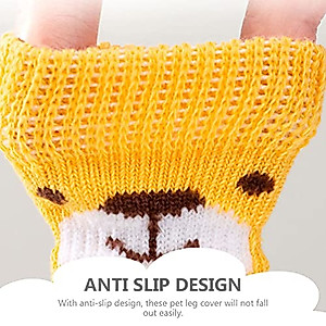 VILLCASE Pet Leg Warmers Knitted - 4PCS Thick Elastic Cute Dog Hock Protector Covers Warm Puppy Leg Sleeves for Small Medium Dogs Cats (Yellow)