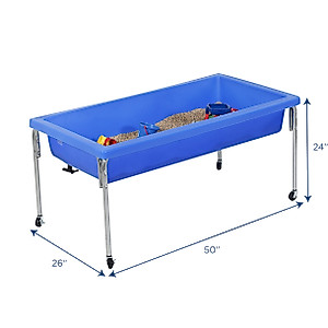 Children's Factory 24" Large Sensory Table, Sandbox with Lid, Water Table for Kids, Blue