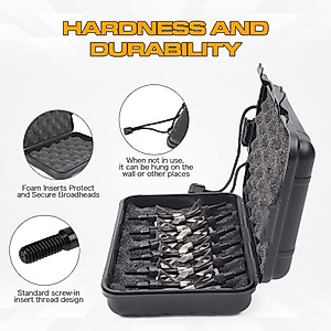 Archery Hunting Broadheads, 12PK 3 Blades Hunting Screw-in Broadheads 100 Grain Arrow Tips Compatible with Crossbow and Compound Bow + 1 PK Broadhead Storage Case