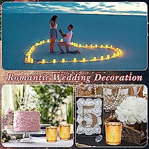 50 Pack Flameless Flickering Battery Operated Candles Warm Yellow Led Electric Candles with 50 Gold Votive Candle Holders White Battery Tea Lights Candles for Xmas, Wedding, Party, Home Table Decor