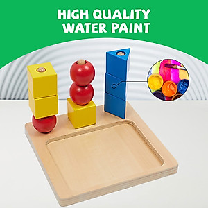 Montessori Toys for 1 2 3 Years Old - 3 Colored Cubes on Wooden Peg Toys, Baby Game for Color Recognition Shape Sorter, Montessori Materials Wooden Sorting and Stacking Toys for Boys and Girls Gift