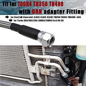 Takilma 6AN 70" Transmission Cooler Hose Kit for Ford GM Chevrolet 4L60E 4L65E 4L80E TH350 TH400 TR6060 Turbo 350/400/200-200R4/700R4 Ford C4-C6-AOD Transmission Fluid Oil Cooler Lines Fitting Kit