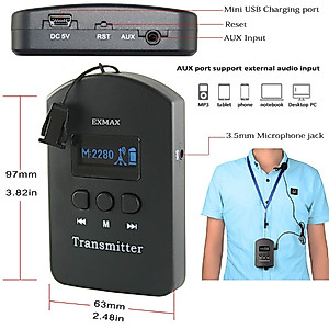 EXMAX EXD-101 2.4GHz Wireless Audio Tour Guide System for Industry Visit, Civic Meeting, Corporate/Government Visitant Reception, Student Training - 2 Transmitters 15 Receivers & Silver Storage Case