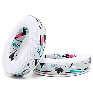 WC Freeze Hybrid Fabric Cooling Gel Replacement Earpads - Compatible with HyperX Cloud, Steelseries Arctis, ATH M50X, Turtle Beach Stealth & More - Comfortable & Cooler for Longer | (90's White)