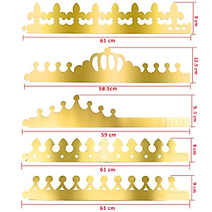 SIQUK Gold Paper Crowns, 25 Pieces Party King Crown Paper Hats for Party, Bridal Shower, Wedding, Graduation, Birthday, 59-61cm, Gold