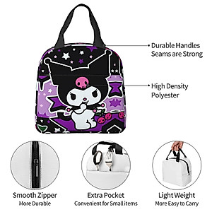 YHDVMYIS Kawaii Lunch Bag Cute Anime Insulated Portable Lunch Box Cartoon Reusable Thermal Bento Lunch Tote Cooler Bags For Women Men Office Work Picnic