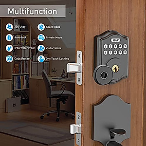 Fingerprint Deadbolt Lock for Door,Guarder Keyless Entry Door Lock with Code/Fingerprint/Key,Temporary Code Deadbolt Keypad Lock,IP65 300 User Digital Electronic Door Lock for Front Door