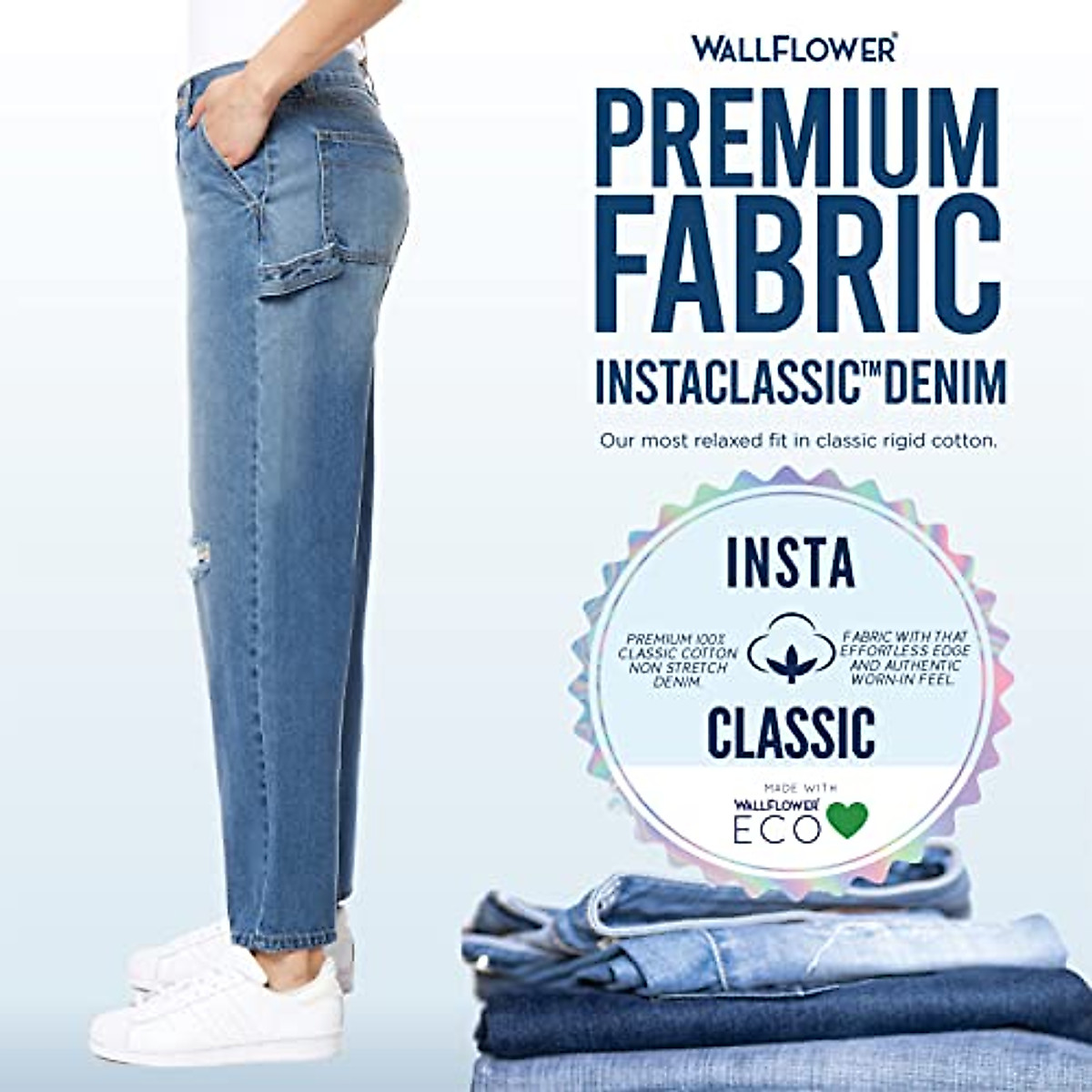 WallFlower Women's Carpenter Denim Low-Rise Insta Classic Juniors Jeans, Halsey, 17