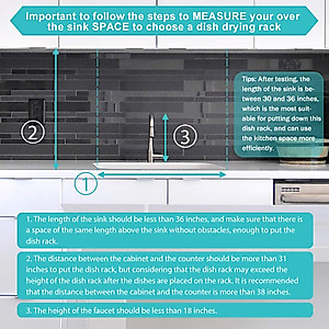 NEX Dish Rack Over The Sink, 2 Tier Large Dish Drainer Length Adjustable, Sliver
