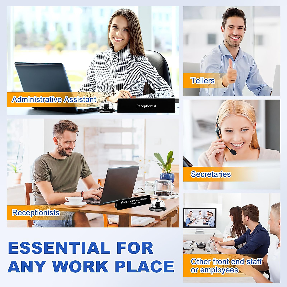 UCEC Desk Bell for Service & Reception Areas - Double-Side Ring Sign & Call Bell for Hotels, Schools, Restaurants