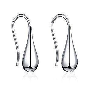 Teardrop Earrings for Women 925 Sterling Silver Small Hoop Drop Earrings Pull Through Dangle Earrings Jewelry Christmas Gifts for Mom Sister