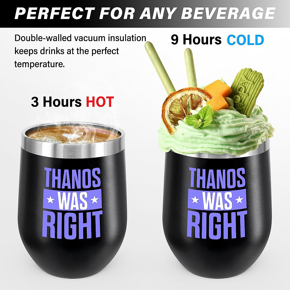 ATHAND Thanos Was Right Tumbler Coffee Mug TV Show Merch,Novelty Thanos Cups,12 OZ Insulated Tumblers with Lid,Funny Birthday Father Day Gifts For Dad Husband Him Men Boyfriend (Pack of 1)