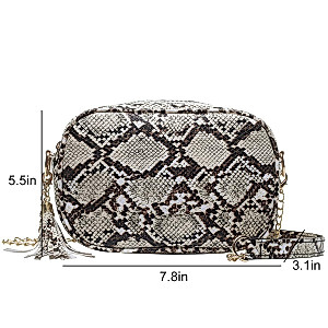 RARITYUS Women Girls Snakeskin Crossbody Purse Shoulder Bag with Fashion Cute Tassels Adjustable Strap for Women Teen Girls