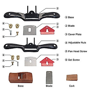 boeray 2pcs Adjustable SpokeShave with Flat Base, 6pcs Metal Blade and 1pcs Portable Woodworking Planes Wood Working Hand Tool Perfect for Wood Craft, Wood Craver, Wood Working