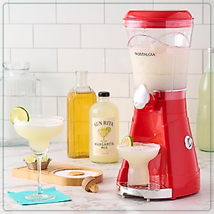 Nostalgia 64-Ounce Margarita Maker & Slushie Machine Easy-Flow Spout, Perfect for Slushies, Daiquiris, and Margaritas, Red