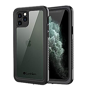Lanhiem iPhone 11 Pro Waterproof Case, 360 Full Body Protection Underwater Dirtproof Shockproof Clear Cover with Built-in Screen Protector for iPhone 11 Pro 5.8 Inch (Black)