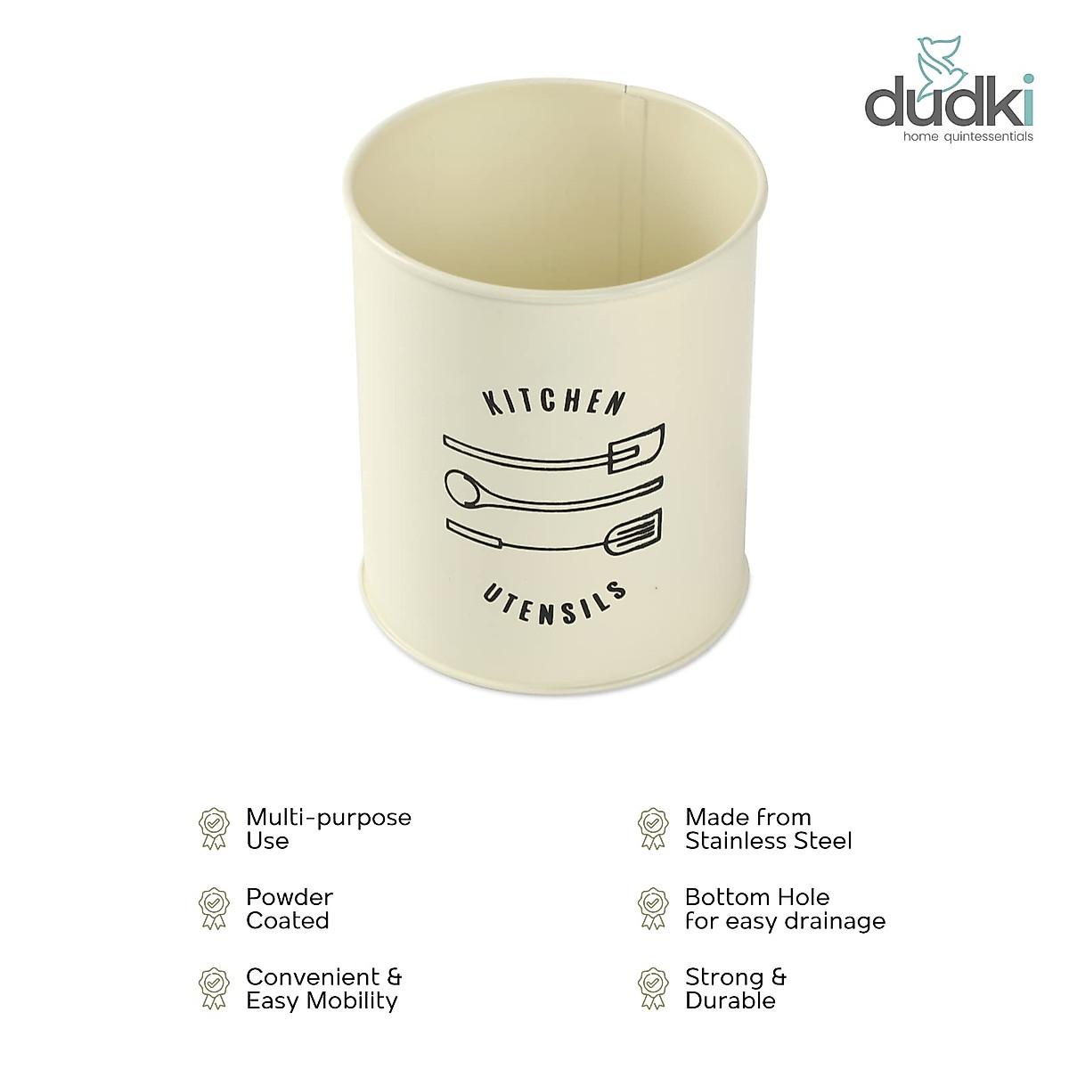 Dudki Countertop Kitchen Cutlery Stainless Steel Holder Spoon and Fork Organizer for Dining Table Serve, Organization & Storage, Cutlery & Flatware Caddy (UTN CUTL IVORY)