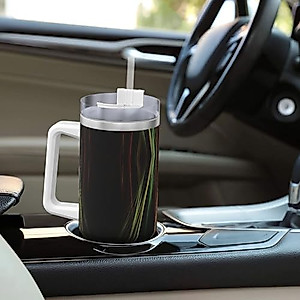 HULIBIN Colorful Lines Art Print Double Deck Stainless Steel Travel Coffee Cup With Lid 40 Oz Ice Bully Cup