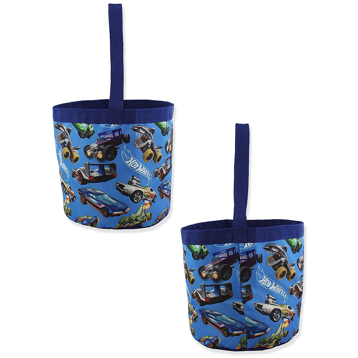 Hot Wheels Collapsible Nylon Basket Bucket Tote Bag (One Size, Blue)