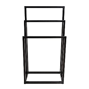 HAHRIR 3-Tier Metal Towel Rack Modern Freestanding Black Towel Rack, Bathroom Metal Storage Towel Rack, Black